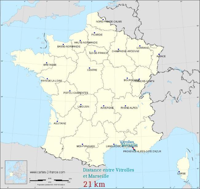 Itinéraire Vitrolles Marseille, distance, durée, coût