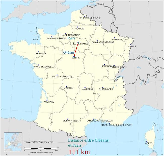 Itinéraire Orléans Paris, distance, durée, coût